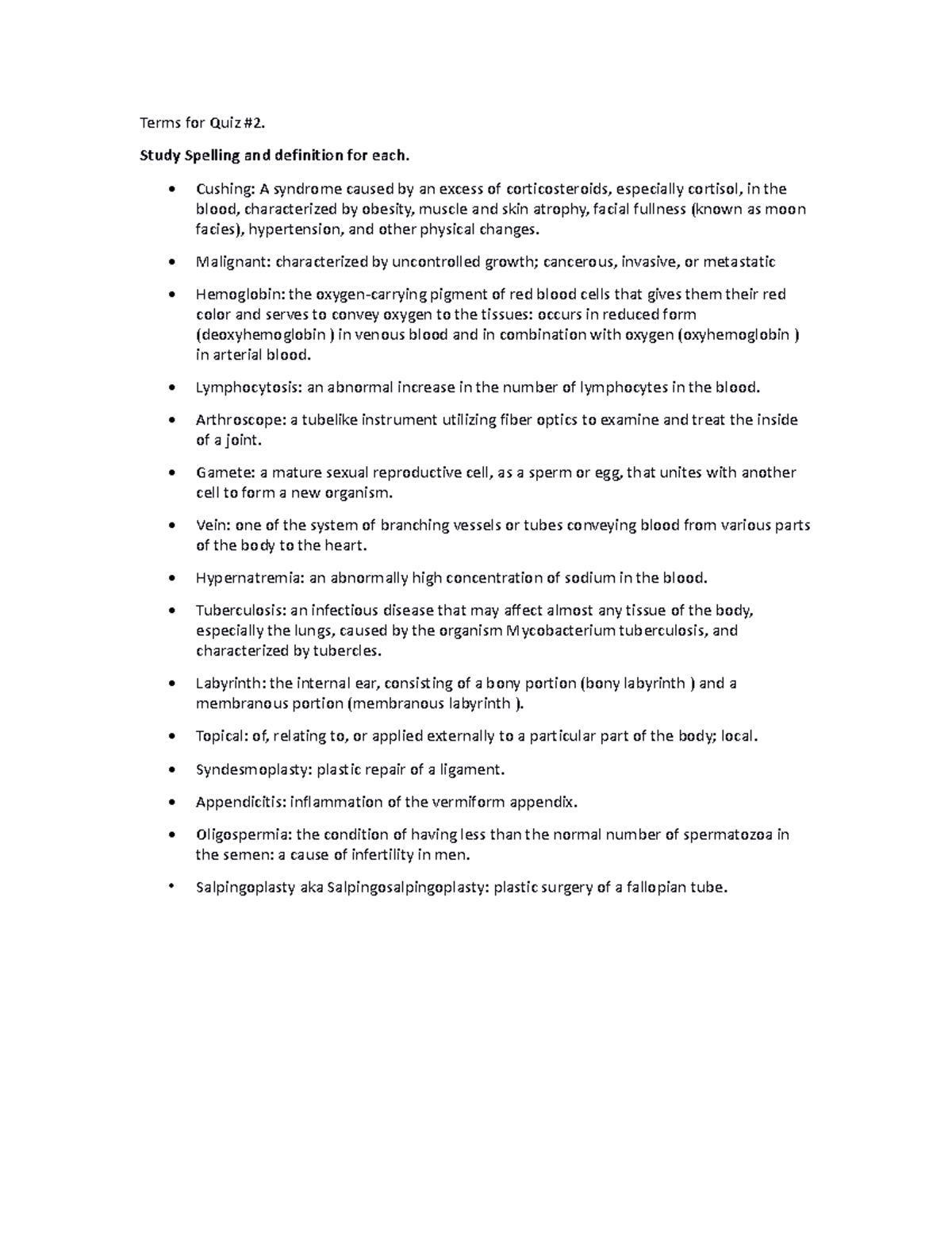 #2 spelling and definition (completed) - CAOT 84 - LACC - Studocu