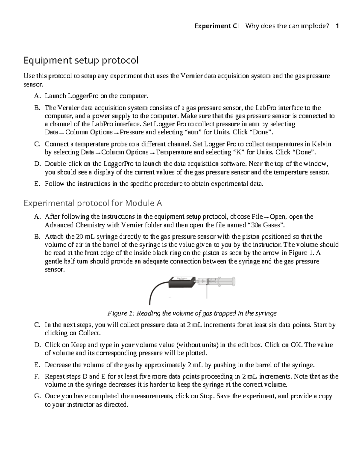 Chem 111 Experiment 3 Why does the can implode-instructions for using ...