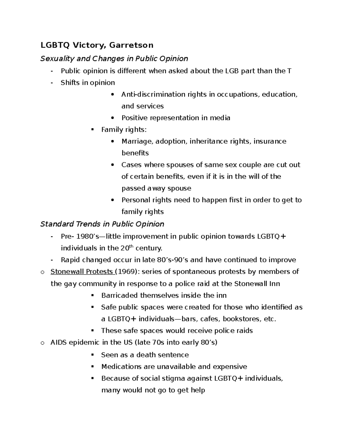 Lgbtq Notes G - LGBTQ Victory, Garretson Sexuality and Changes in ...