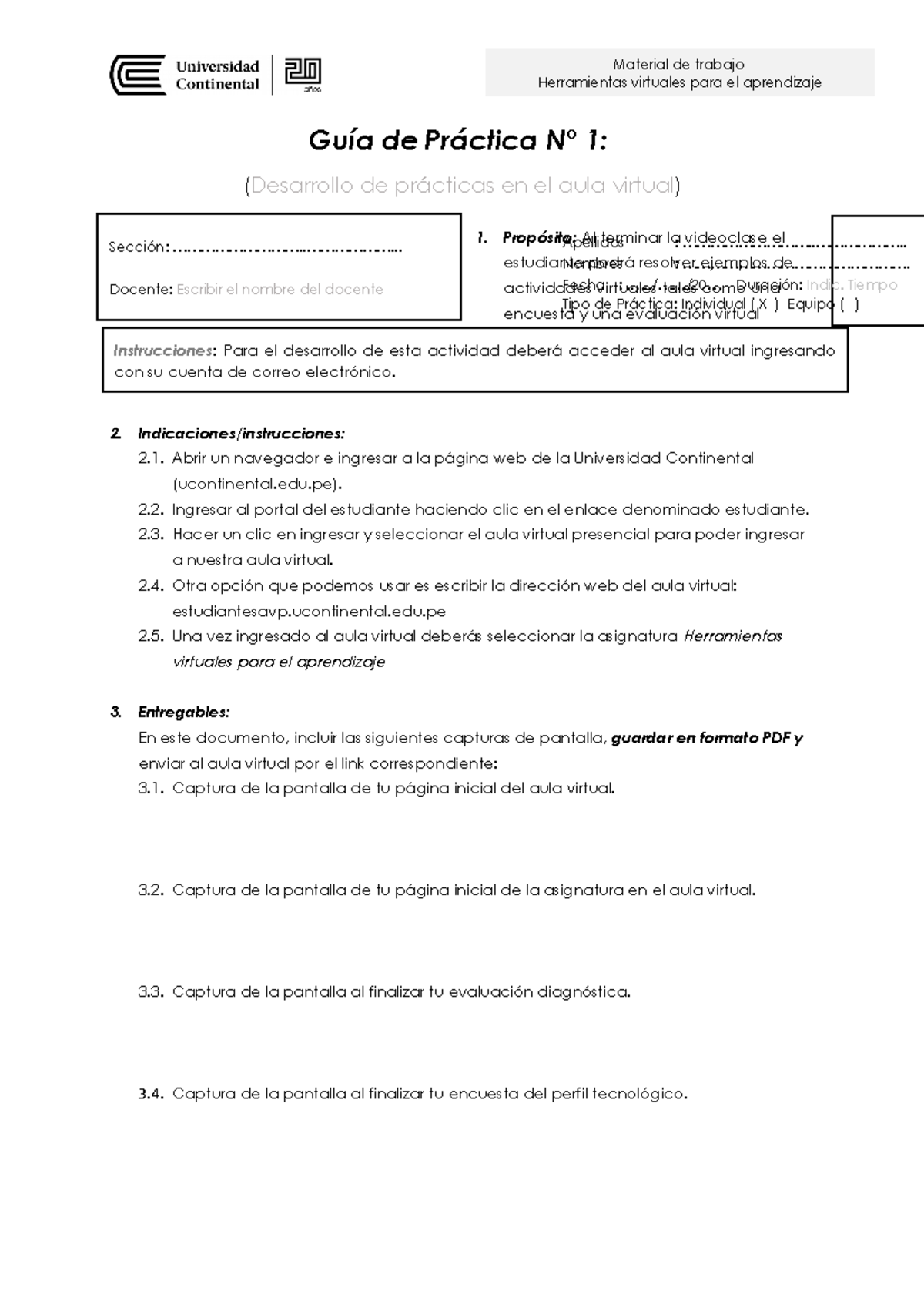 Guía práctica de la semana 01 - Guía de Práctica N° 1: (Desarrollo de ...