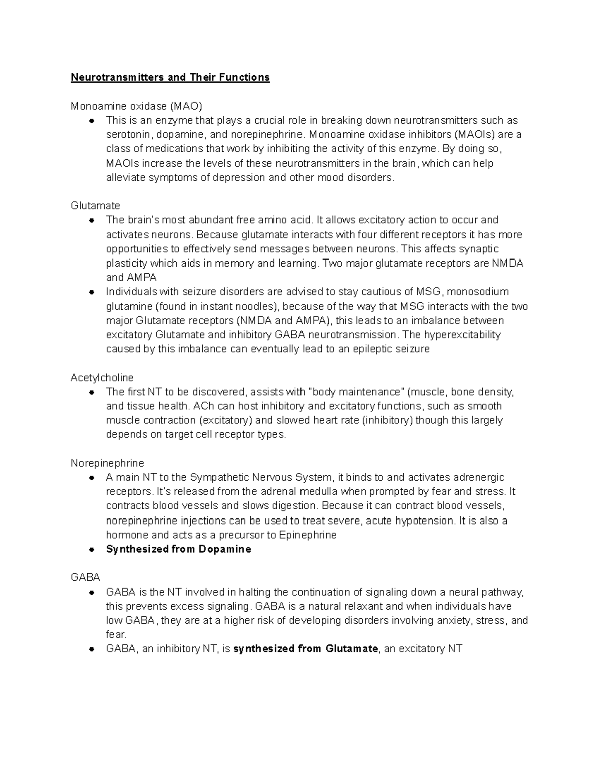 Neurotransmitters and Their Functions - Neurotransmitters and Their ...