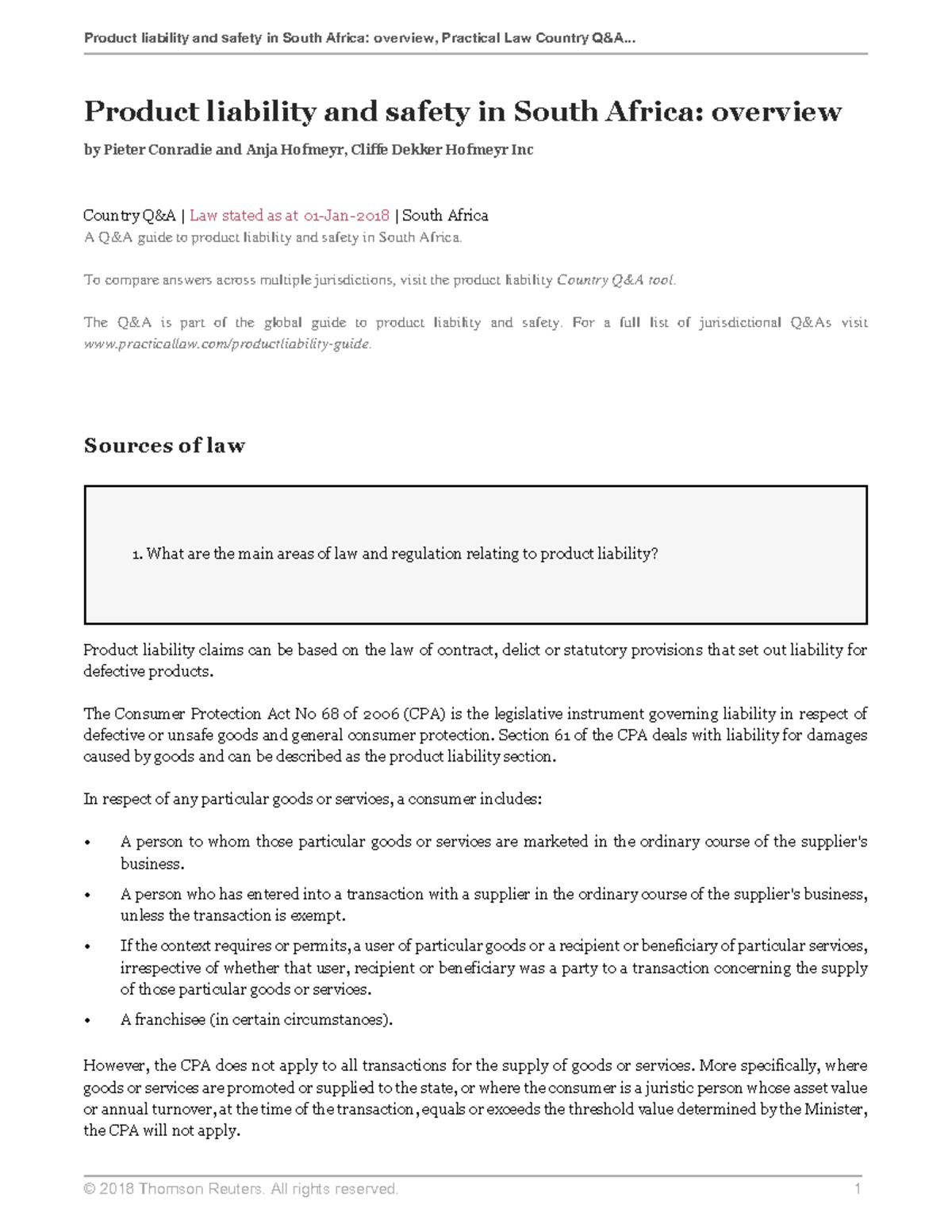 Product-liability-and-safety-in-South-Africa-Overview-2018 - Product ...