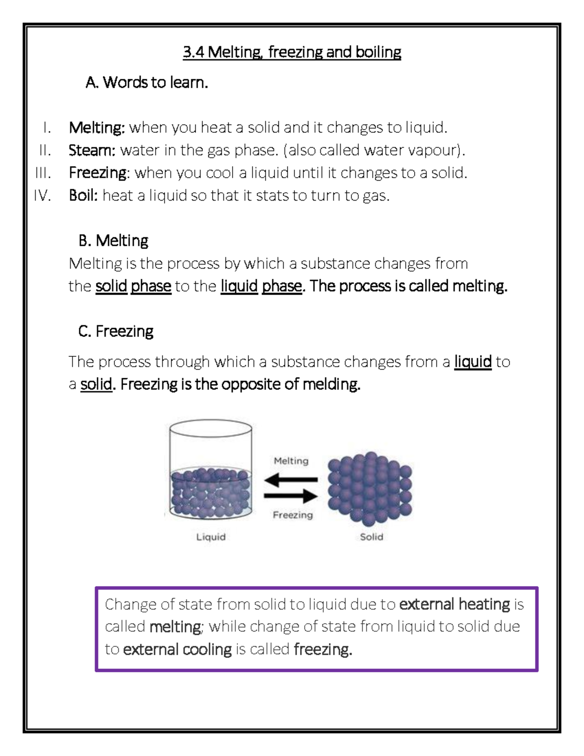 3.4 melting,freezing and boiling - 4 Melting, freezing and boiling A ...