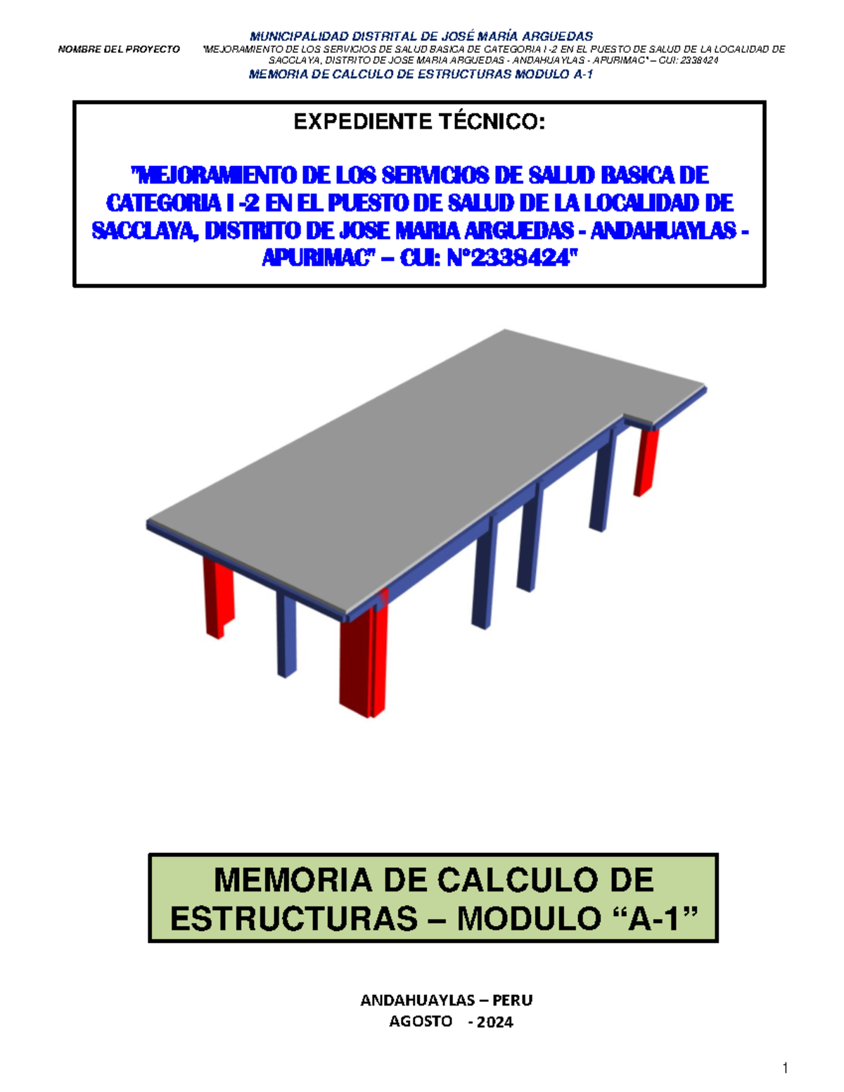 Memoria Modulo A1 - APUNTES - NOMBRE DEL PROYECTO "MEJORAMIENTO DE LOS ...