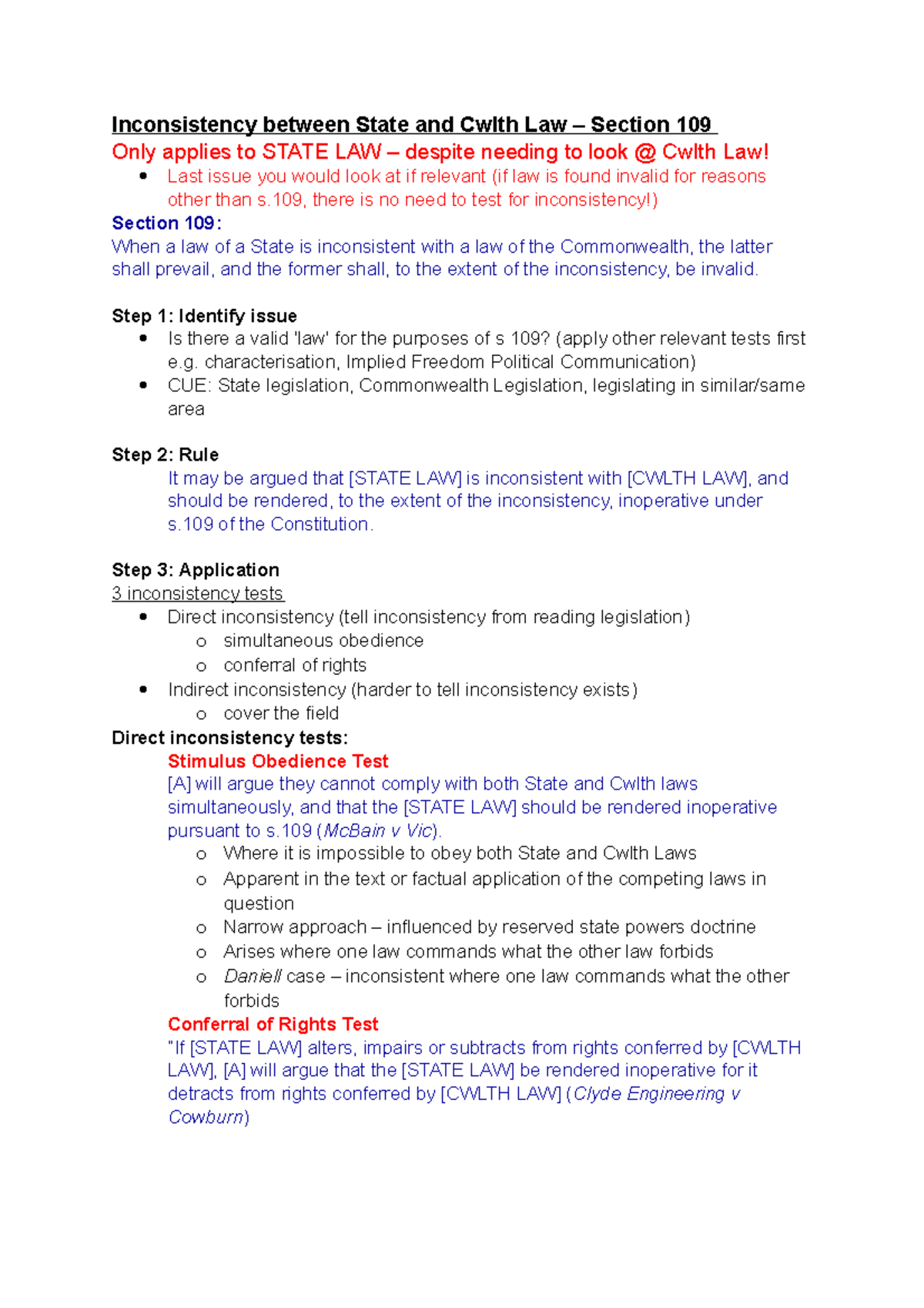 Answering s.109 question - exam format - Inconsistency between State ...