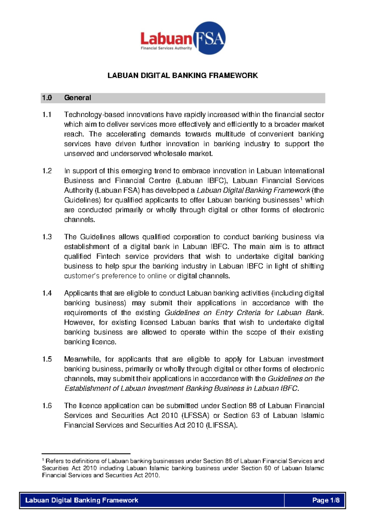 Labuan Digital Banking Framework - LABUAN DIGITAL BANKING FRAMEWORK 1 ...