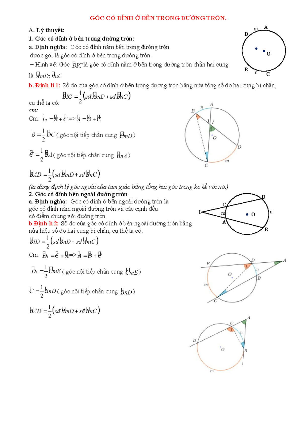 GÓC CÓ ĐỈNH Ở BÊN Trong ĐƯỜNG TRÒN - I m A D B n C O m C I A D B n O GÓC CÓ ĐỈNH Ở BÊN TRONG ...