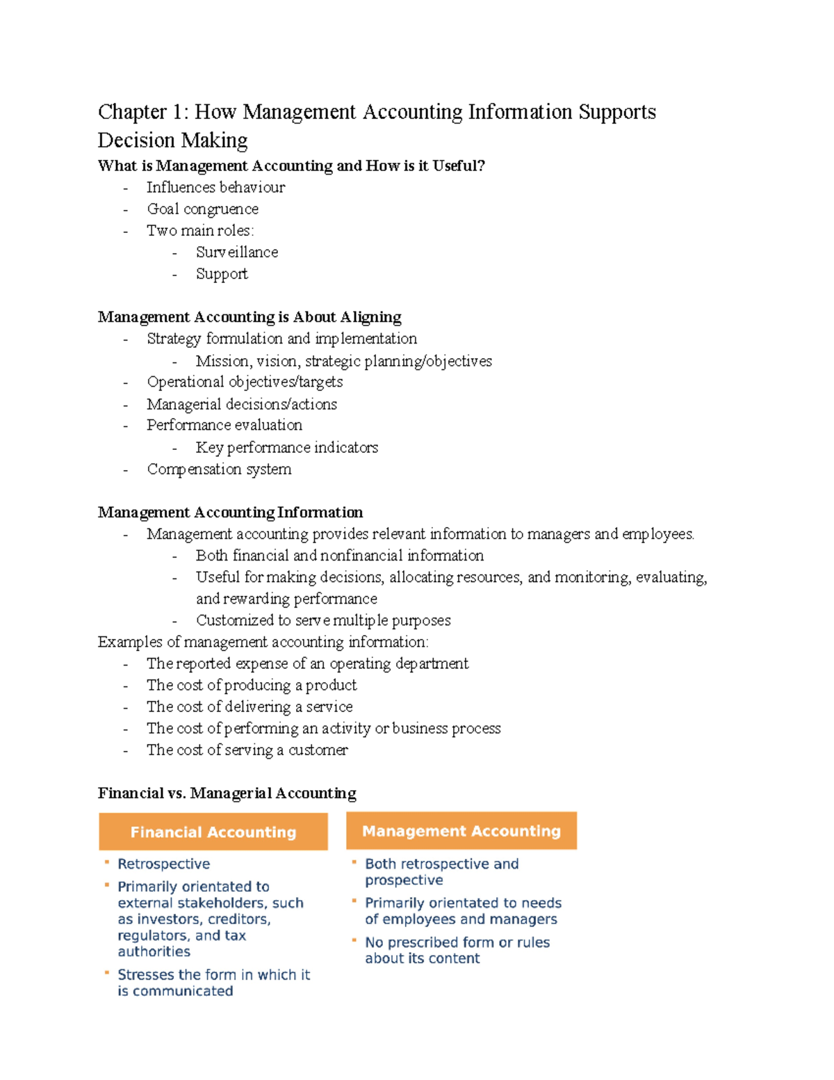 Chapter 1: How Management Accounting Supports Decision Making - Chapter ...