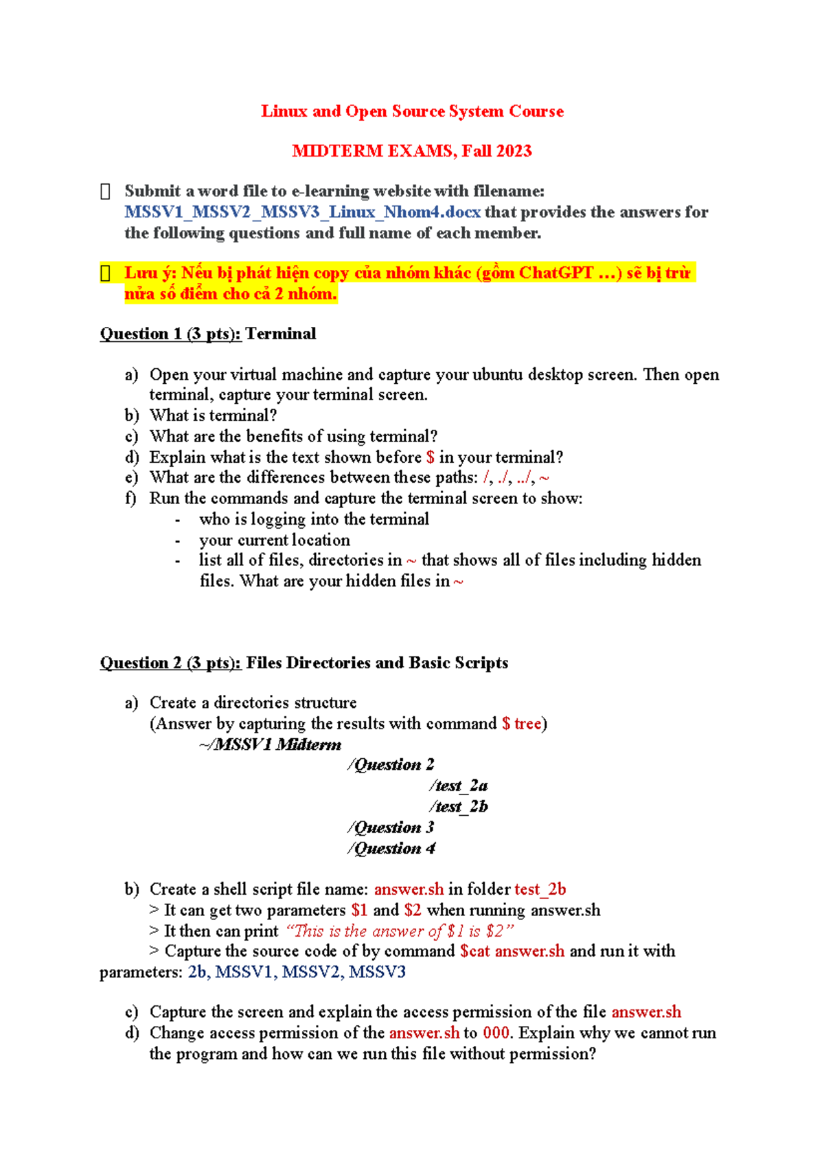 Midterm Exams 2023 - ádasdas - Linux and Open Source System Course ...