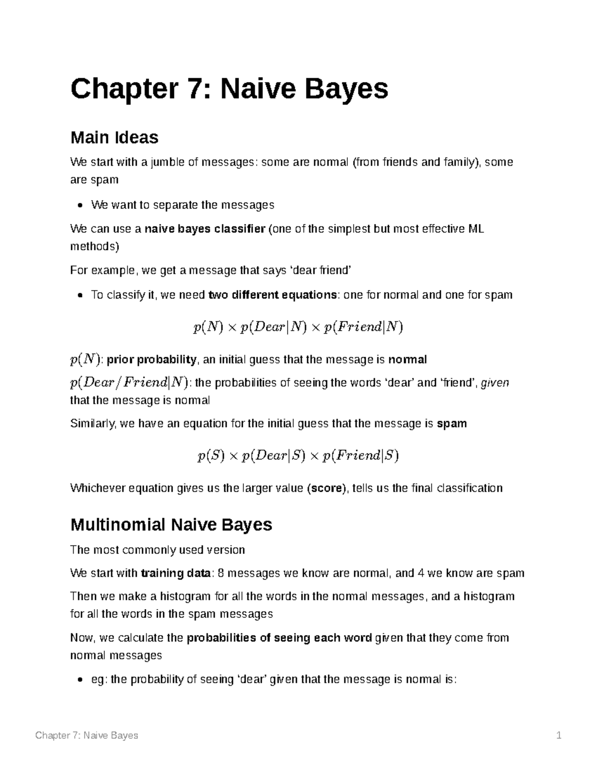 Chapter 7 Naive Bayes - 2021/2022 - Chapter 7: Naive Bayes Main Ideas ...