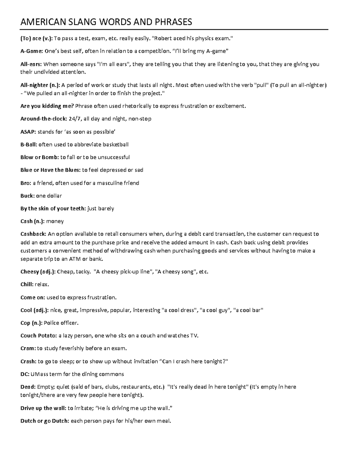 Slang Words - Very important - AMERICAN SLANG WORDS AND PHRASES (To ...