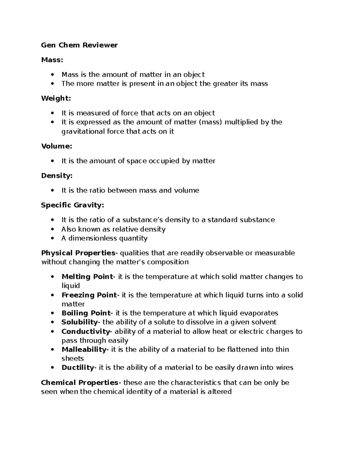 Gen-Chem-Reviewer - for file - Gen Chem Reviewer Mass: Mass is the ...