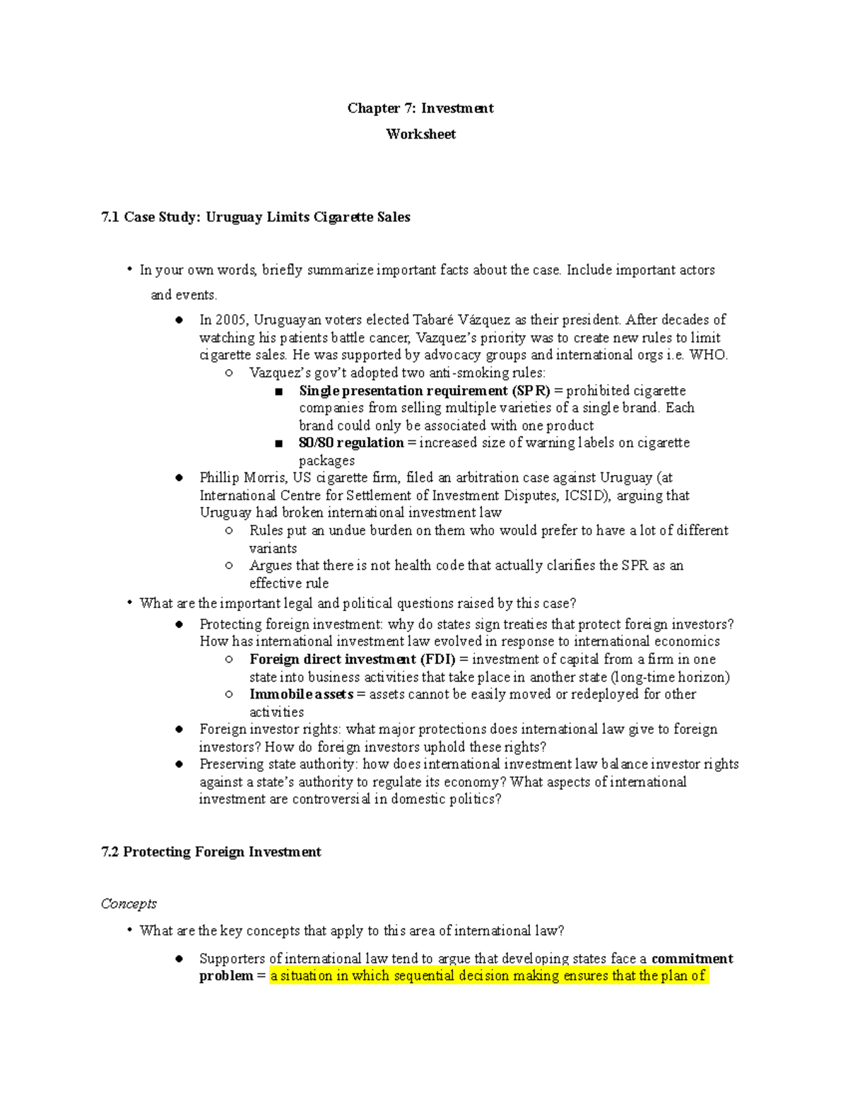 7 Investment - Politics and International Law by Leslie Johns - Chapter ...