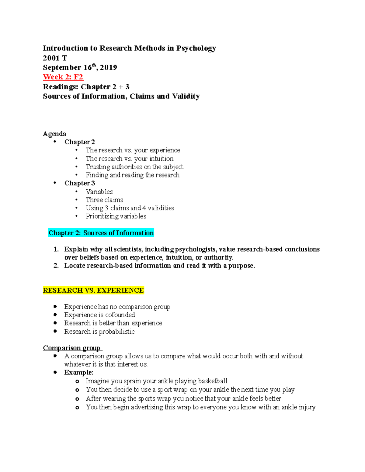 Research Methods 2001 T Week 2 (F2) - Introduction to Research Methods ...
