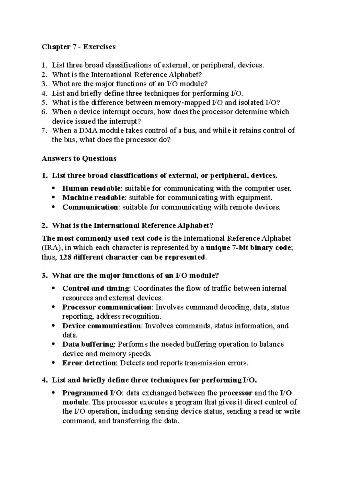 Review questions chapter 7 CEA 201 (2022) - Chapter 7 - Exercises List three broad ...