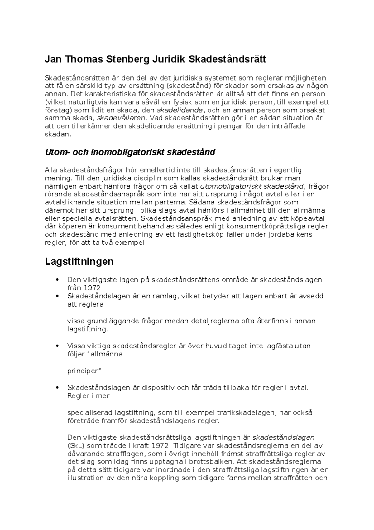 Jan Thomas Stenberg Juridik Skadeståndsrätt - Jan Thomas Stenberg ...