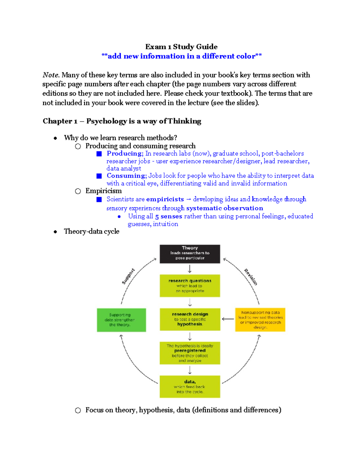 PSY3213 Exam 1 Study Guide - Exam 1 Study Guide add new information in ...