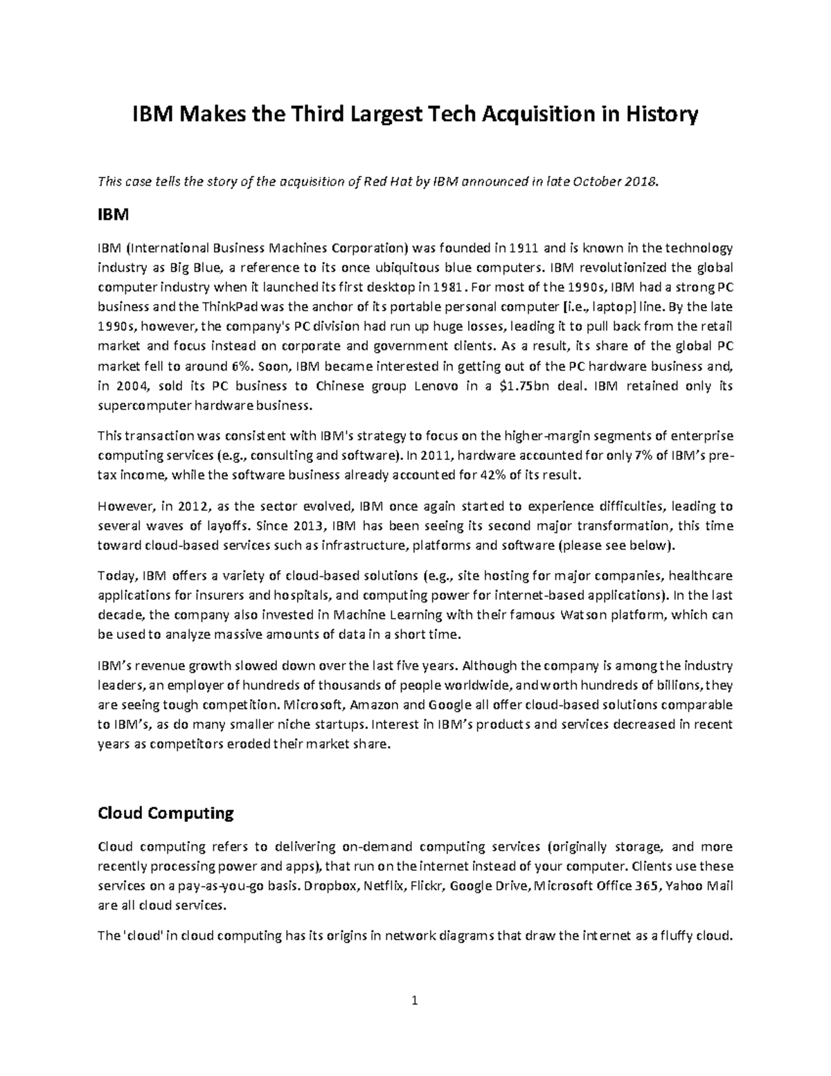 IBM-Red Hat Case Study - work - IBM Makes the Third Largest Tech ...