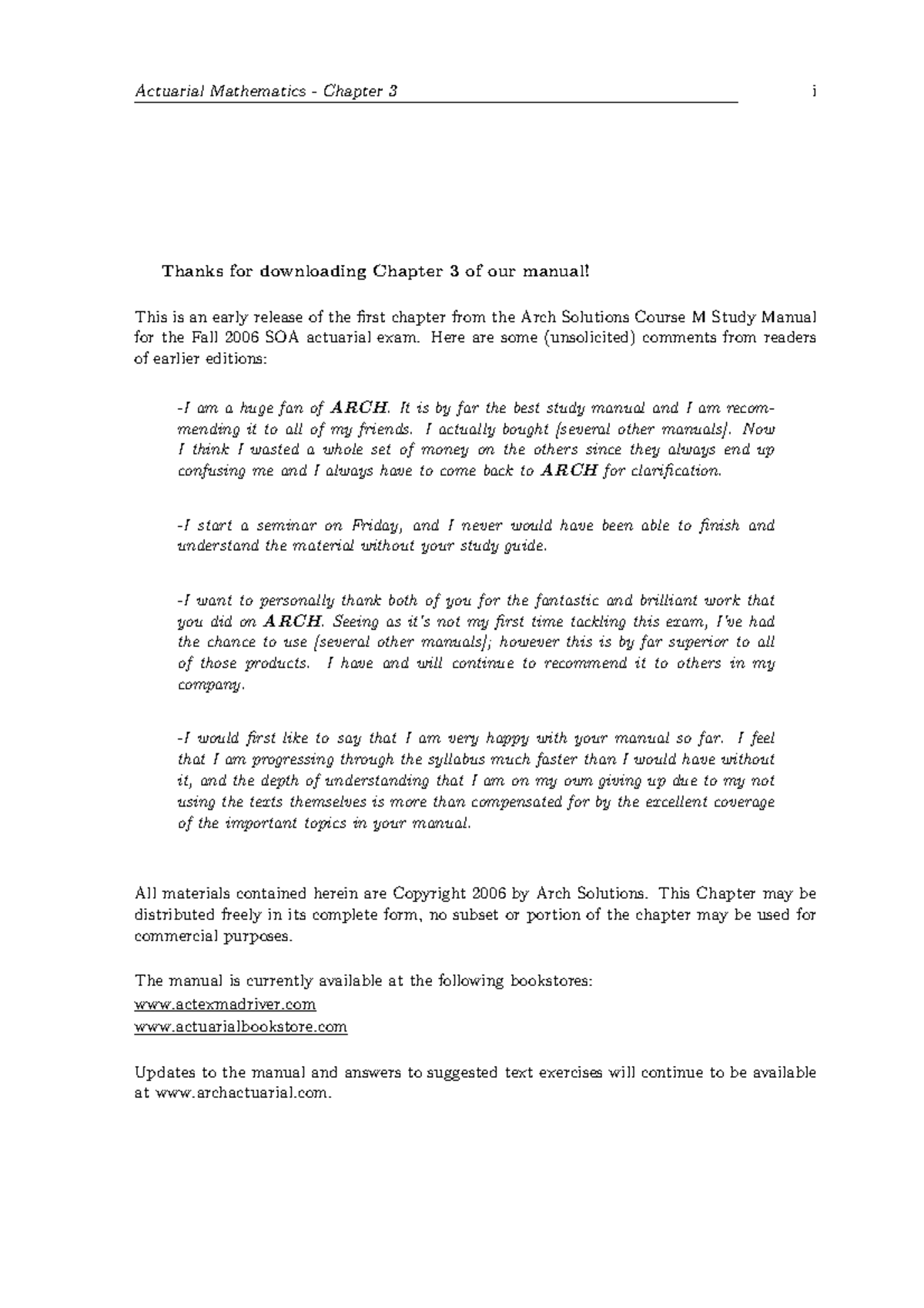 Bower's Chapter 3 - Actuarial Science Study Material - Actuarial Mathematics - Chapter 3 i ...