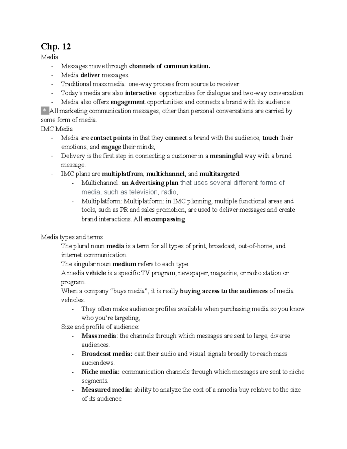 ADPR Unit 4 - Lecture notes for unit 4 of ADPR 151. - Chp. 12 Media ...