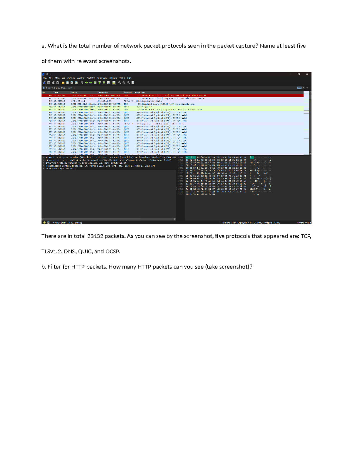Written Assignment Unit 2 A What Is The Total Number Of Network Packet Protocols Seen In The