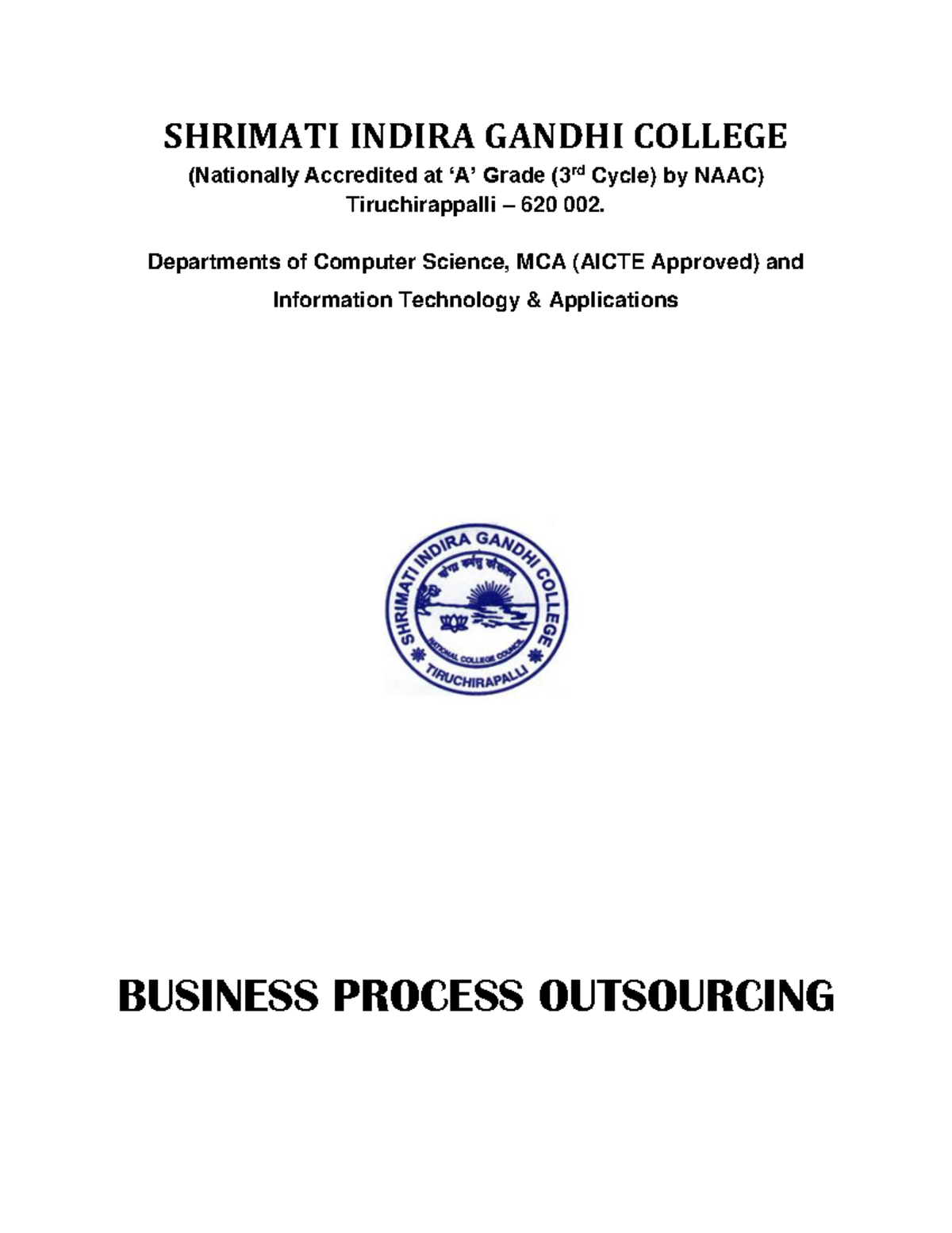 Basics-of-bpo - module about bpo - SHRIMATI INDIRA GANDHI COLLEGE ...