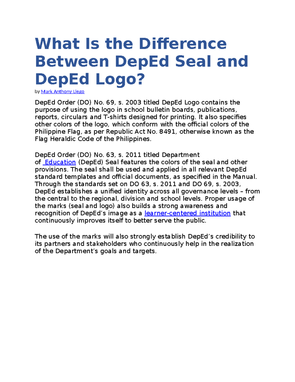 Usage of the Dep Ed Seal - What Is the Difference Between DepEd Seal ...