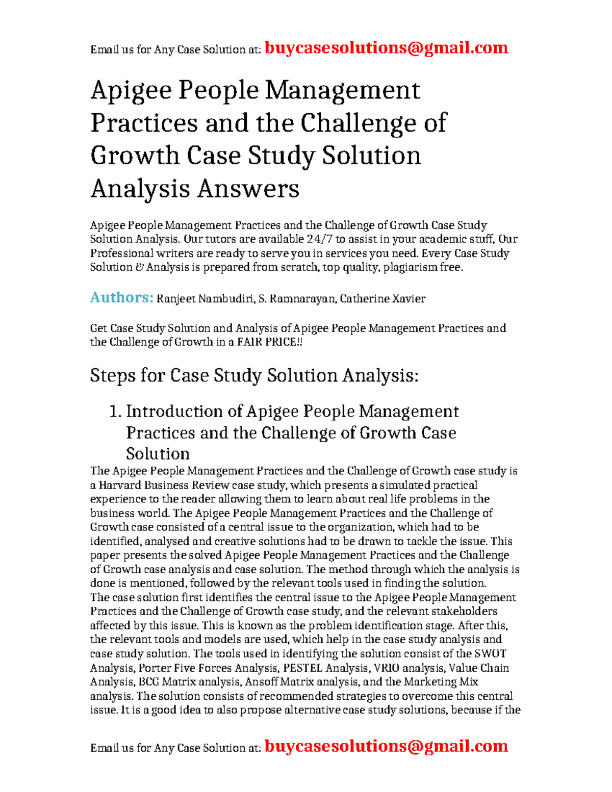 Case Solution Apigee People Management Practices and the Challenge of ...