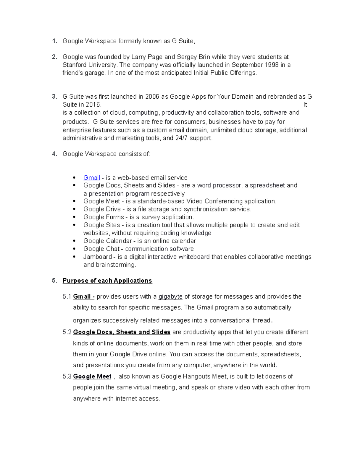 Activity 1 CA202003 559aaaa - 1. Google Workspace formerly known as G ...