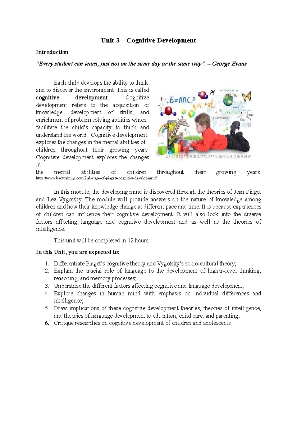 Unit-3-Cognitive Development - Unit 3 – Cognitive Development ...