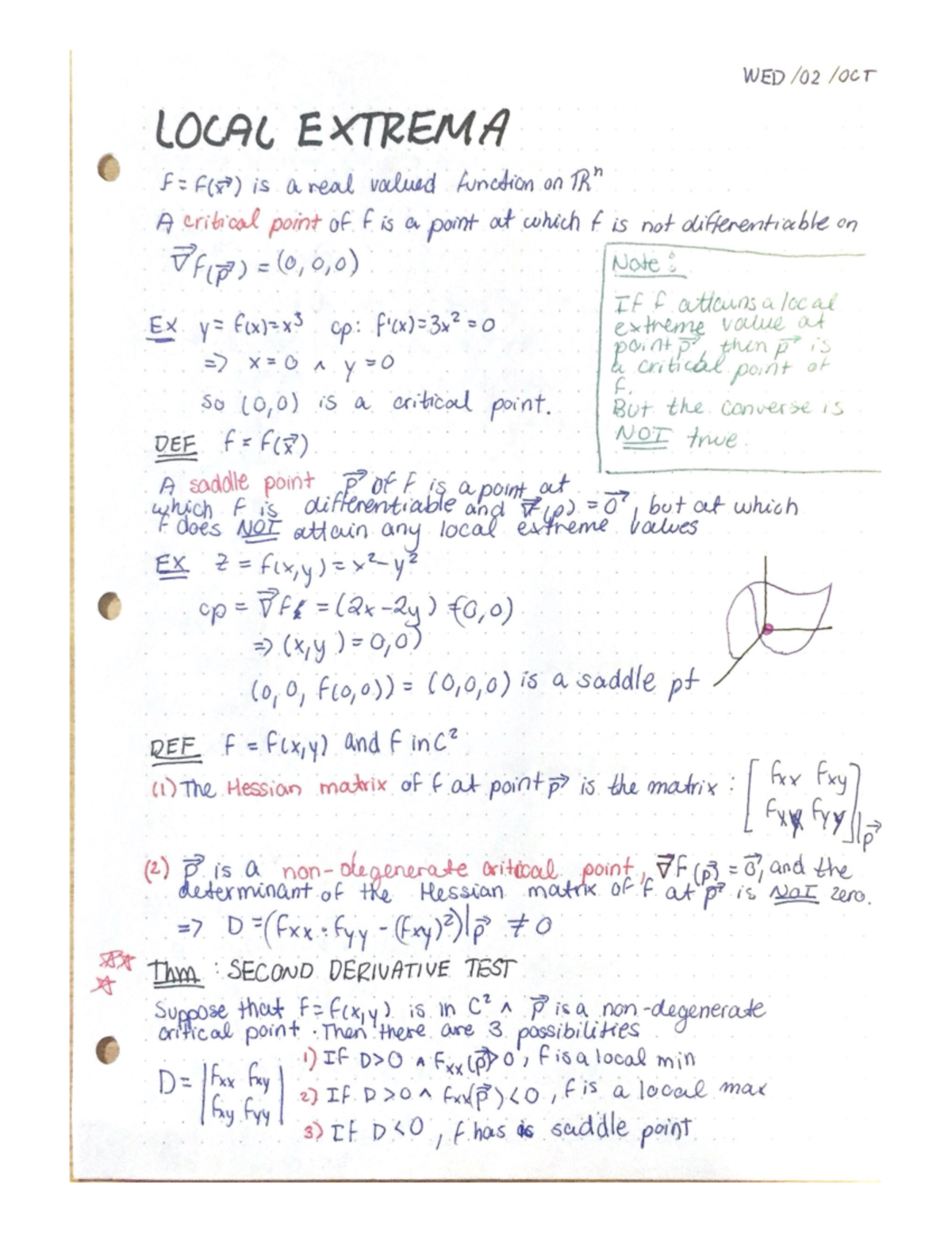Local extrema - Prof. Sumi Seo - MATH 2321 - Studocu