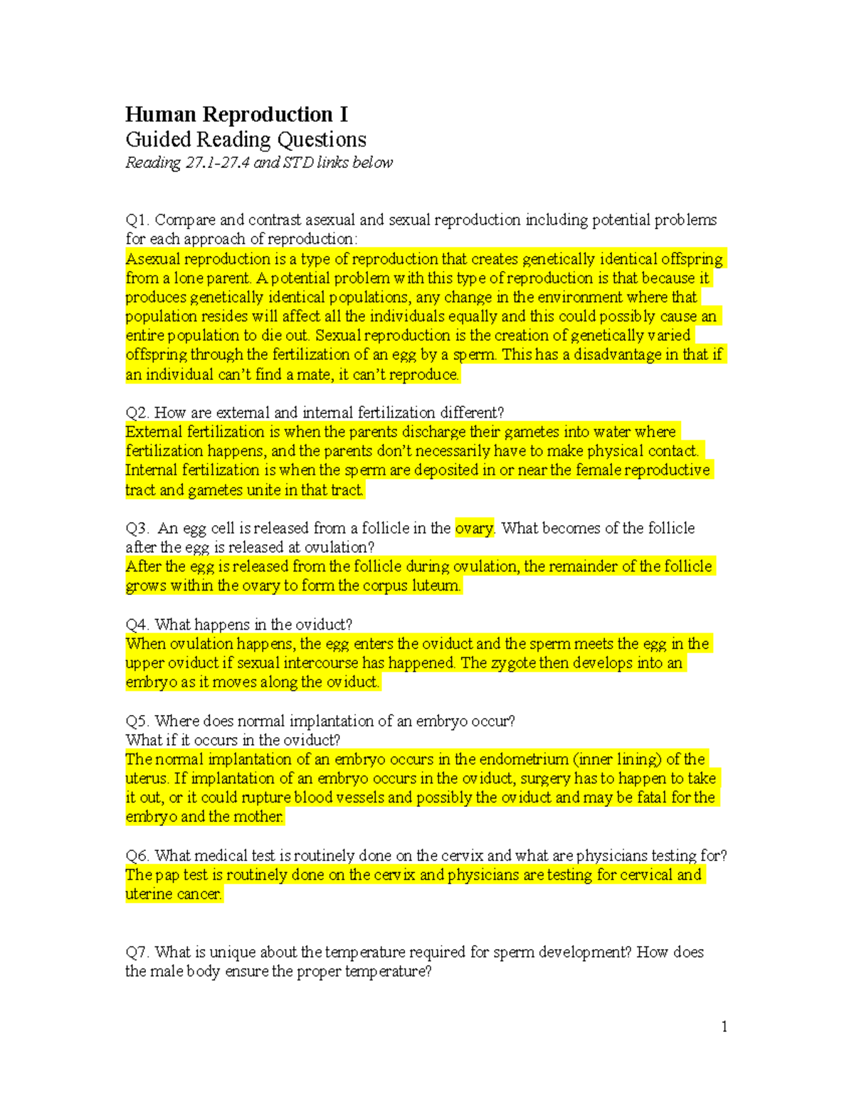 GRQ 16 - Human Reproduction Guided Reading Questions (from textbook ...