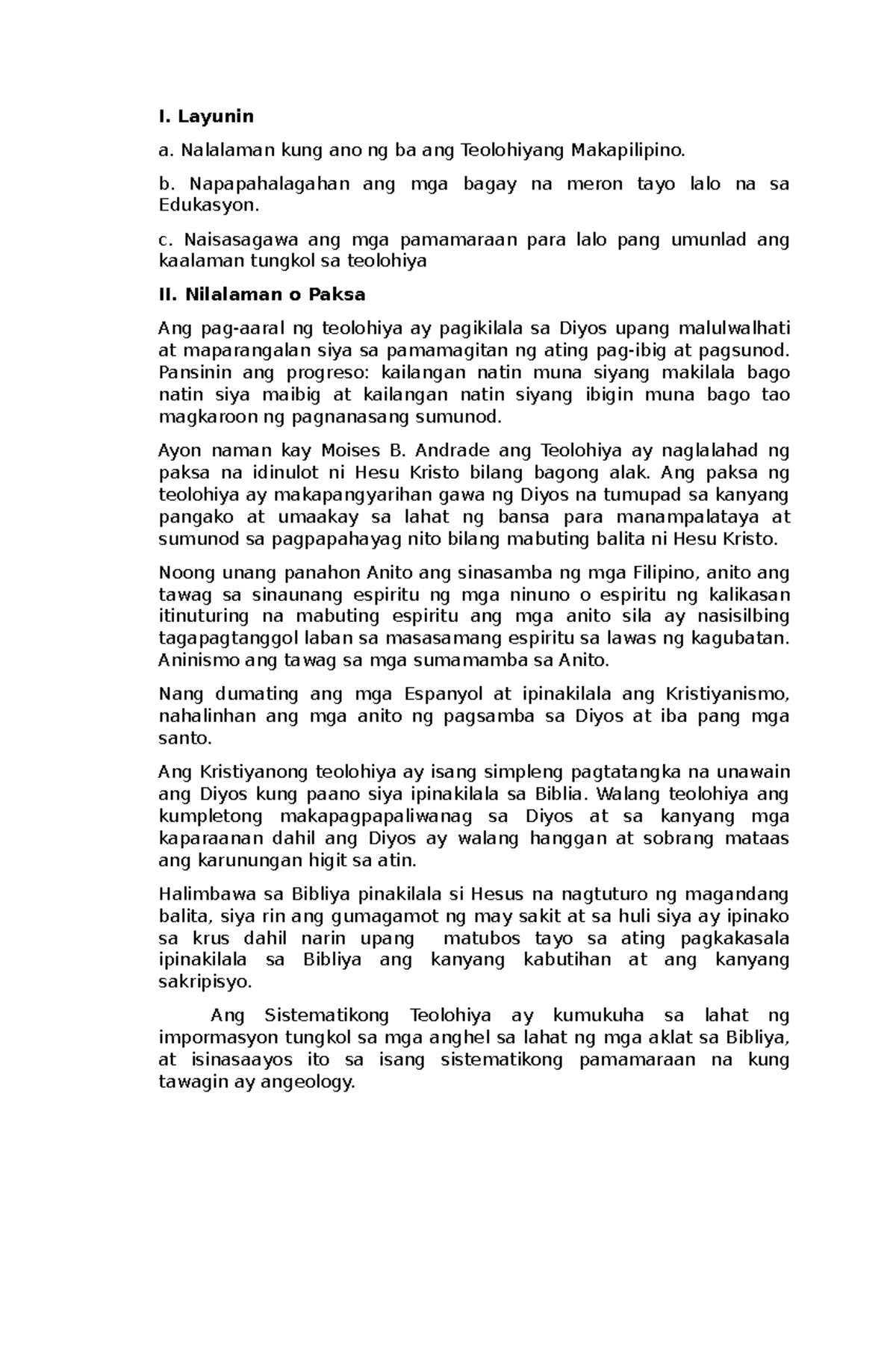 Written report dalumat - I. Layunin a. Nalalaman kung ano ng ba ang ...