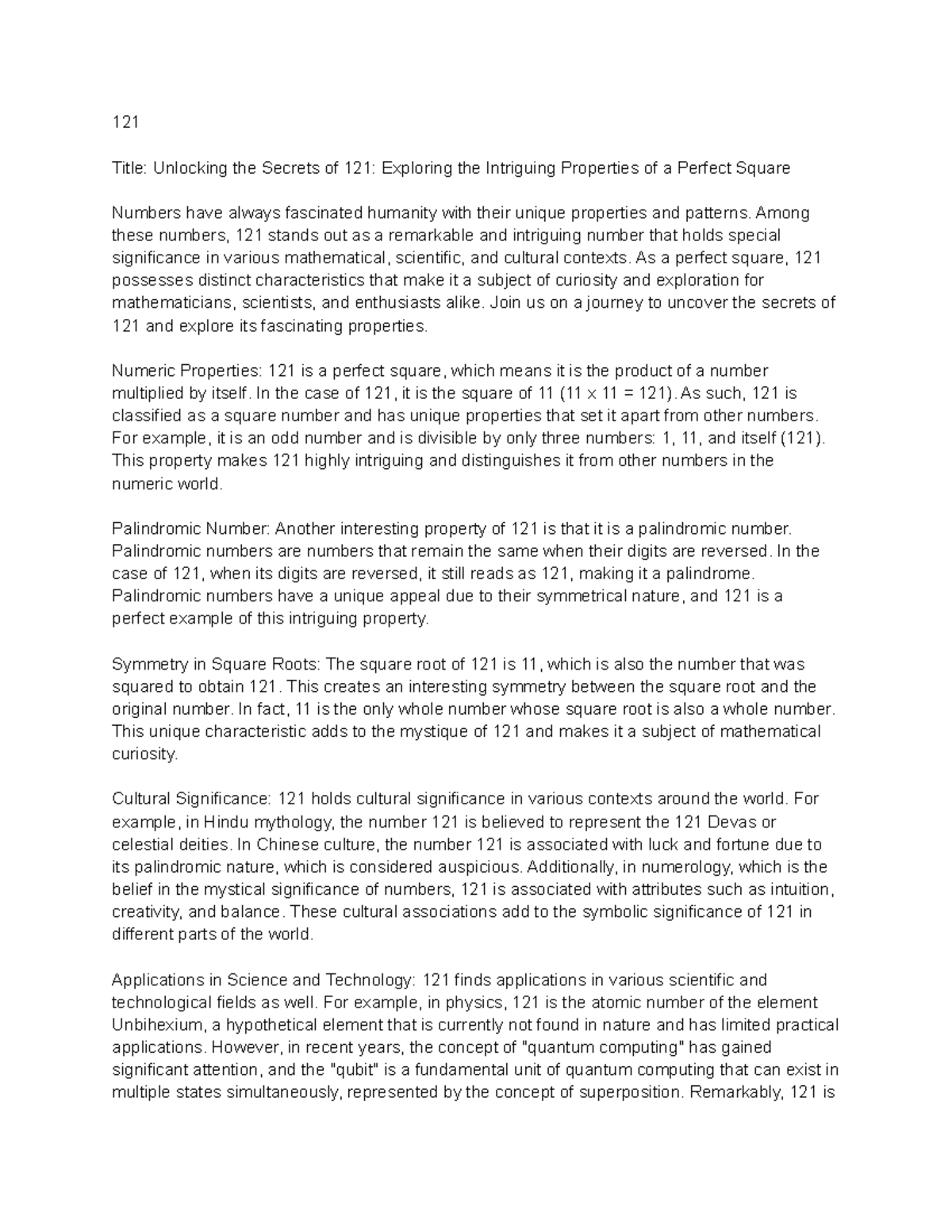 D (39) - Facts - 121 Title: Unlocking the Secrets of 121: Exploring the ...