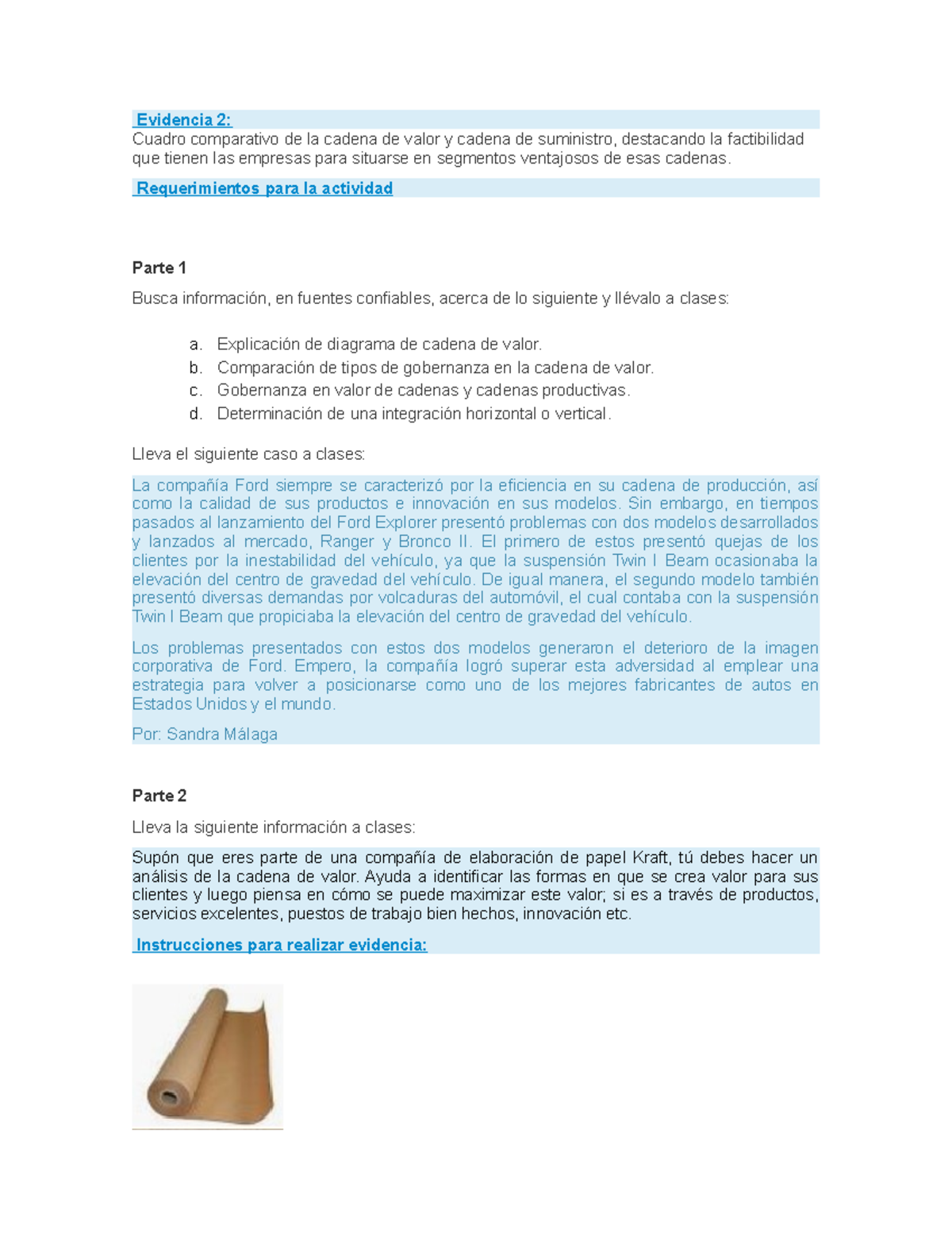 Evidencia-2 - Jsjsjdjd - Evidencia 2: Cuadro comparativo de la cadena ...