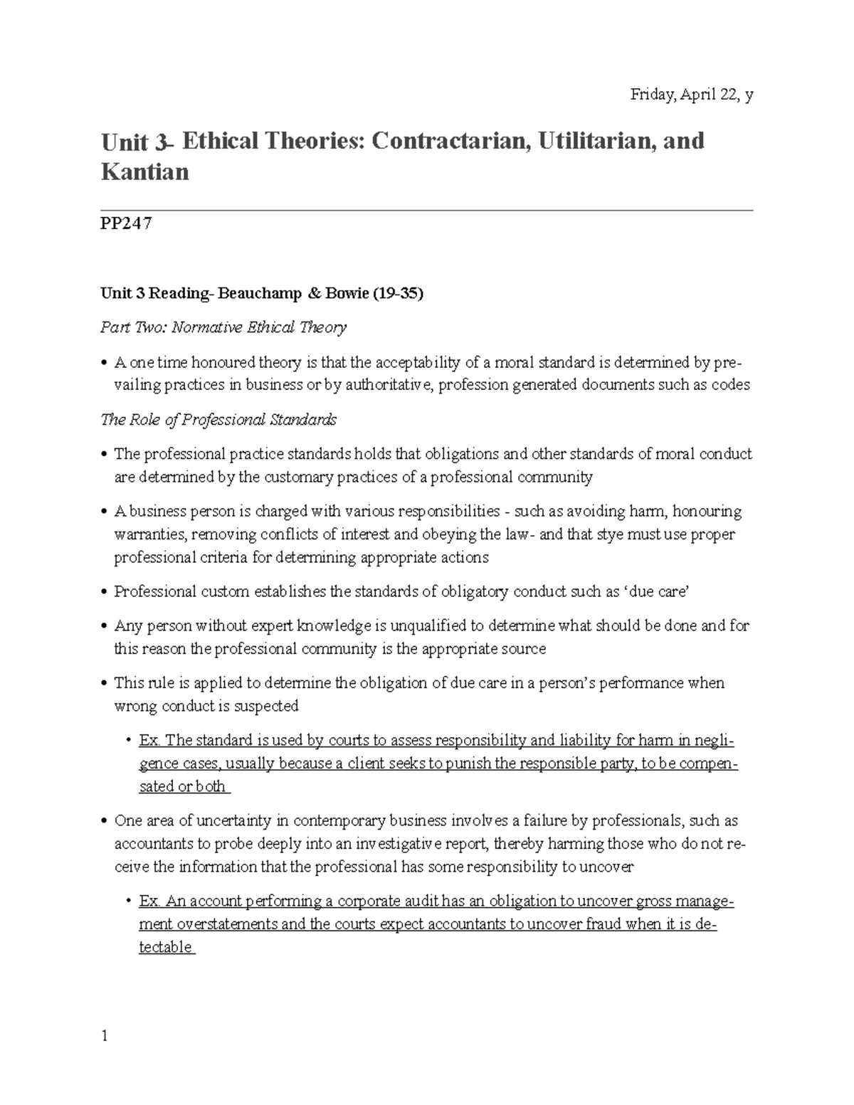 PP247- Unit Number 3 - Unit 3- Ethical Theories: Contractarian ...