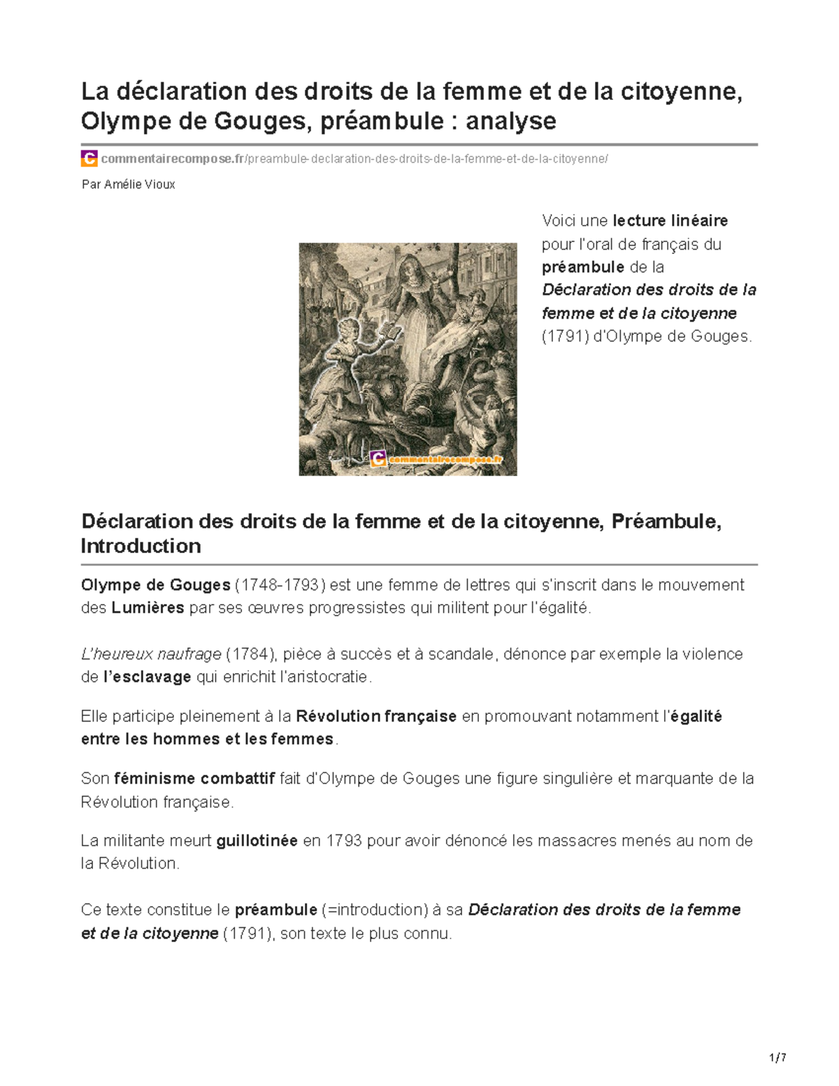 Commentairecompose.fr-La déclaration des droits de la femme et de la ...