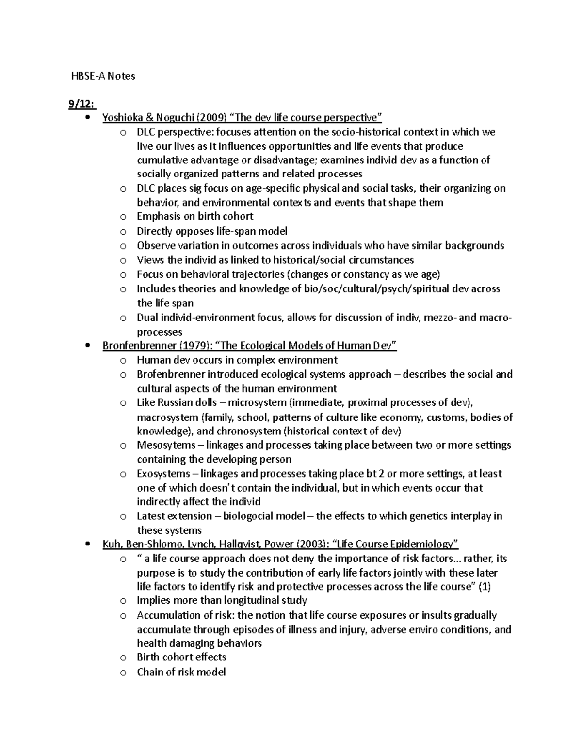 T7660A. Human Behavior and the Social Environment Lecture Notes - HBSE ...