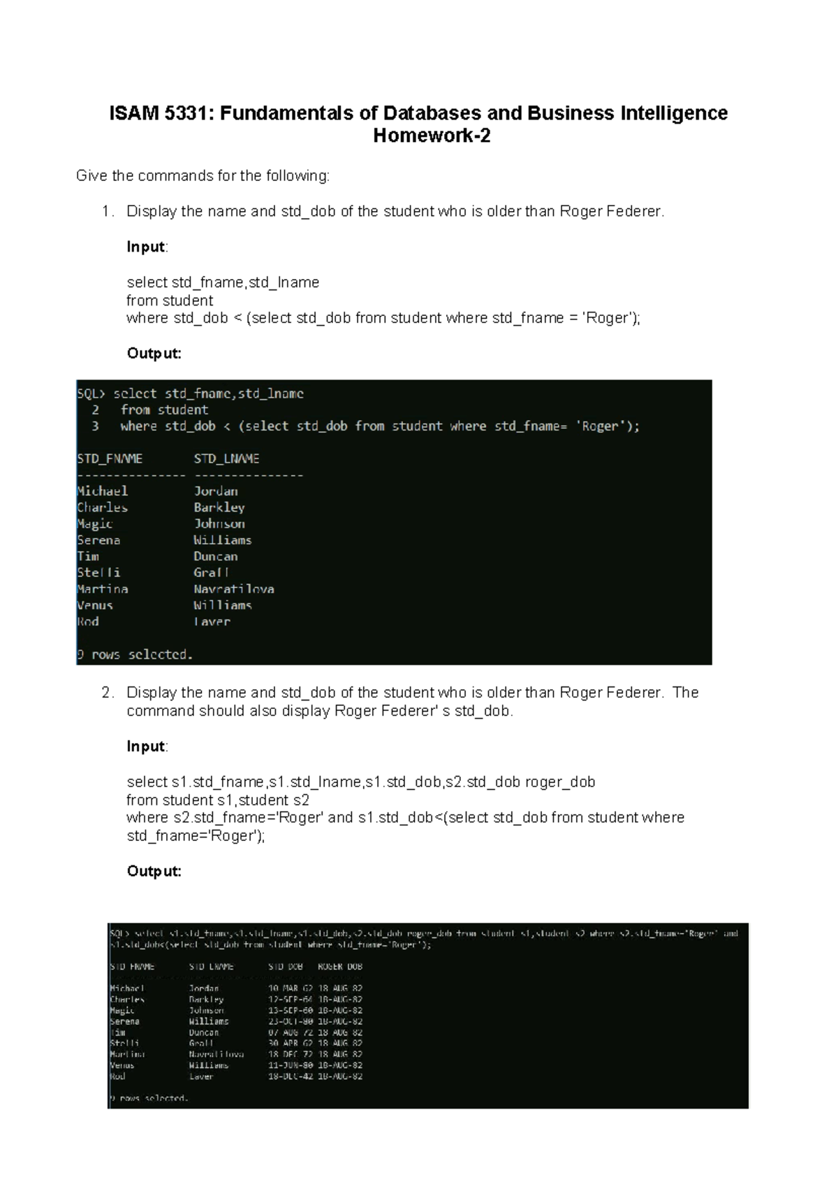 ISAMg - SAP Practice questions with answers and snapshots - ISAM 5331: Fundamentals of Databases ...