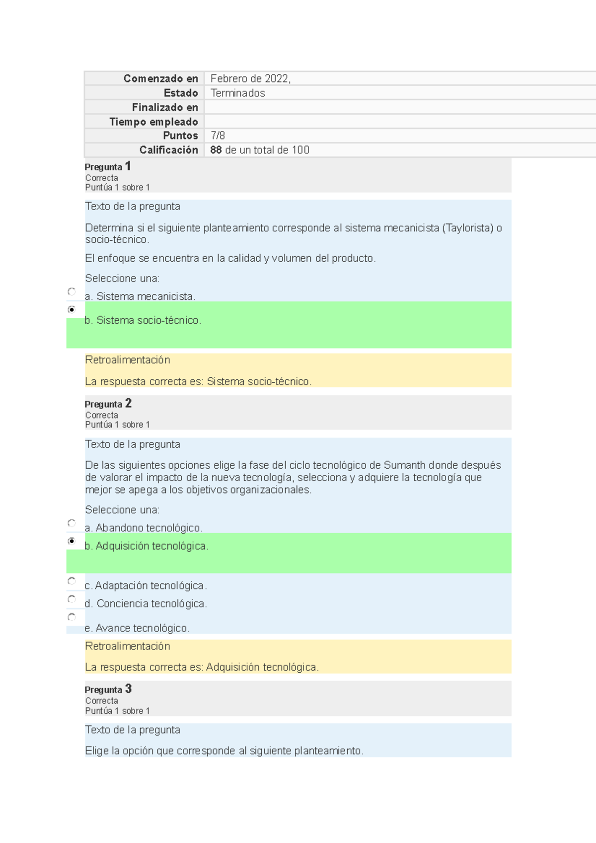 Examen EA5. Socio o técnico primer intento - Comenzado en Febrero de 2022, Estado Terminados ...