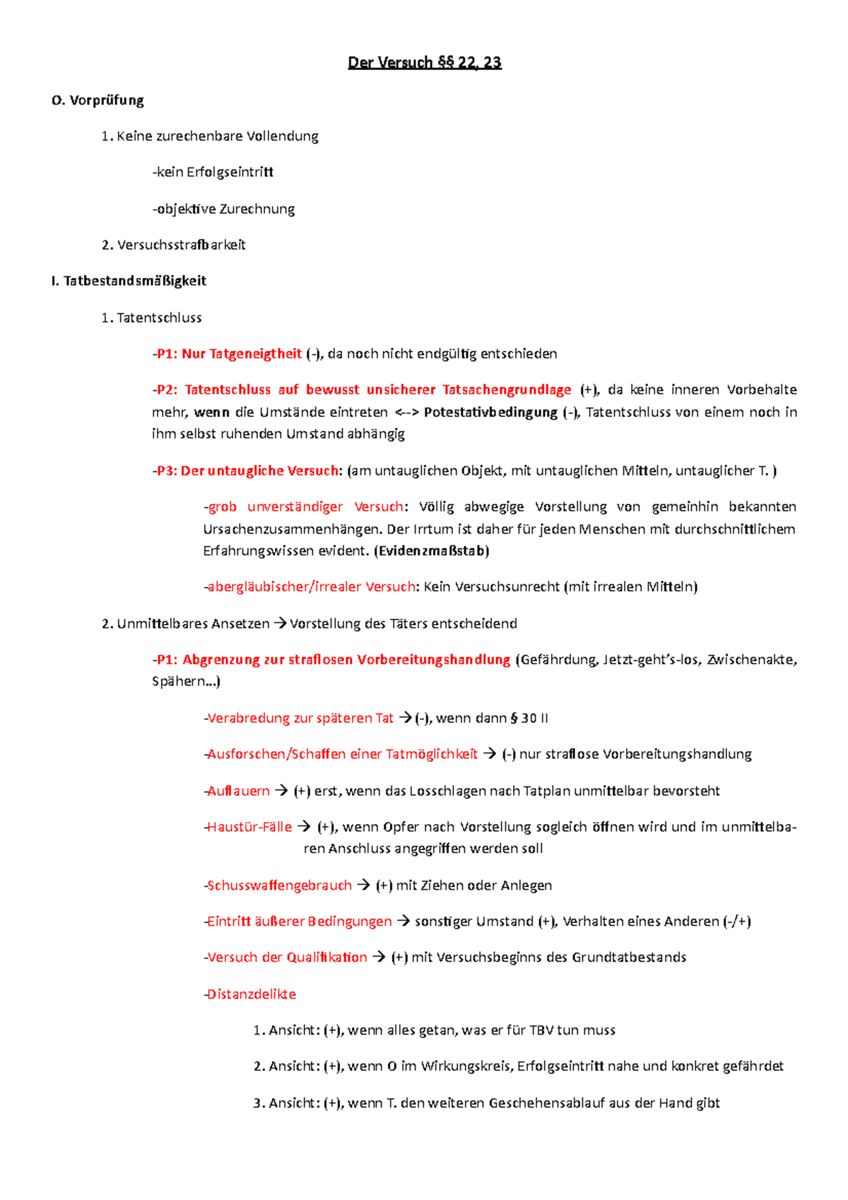 Der Versuch - Vorprüfung Keine zurechenbare Vollendung -kein ...