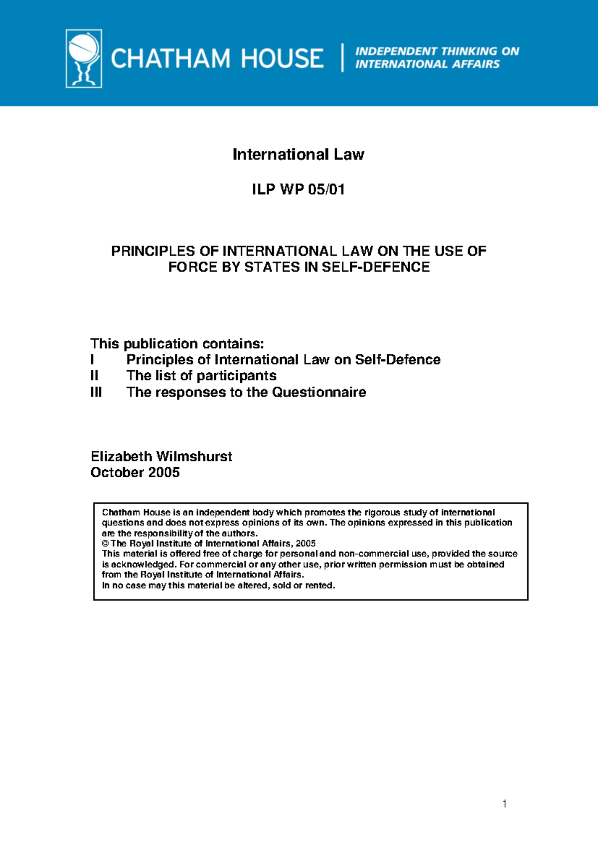 2005 10 01 use force states self defence wilmshurst - International Law ...