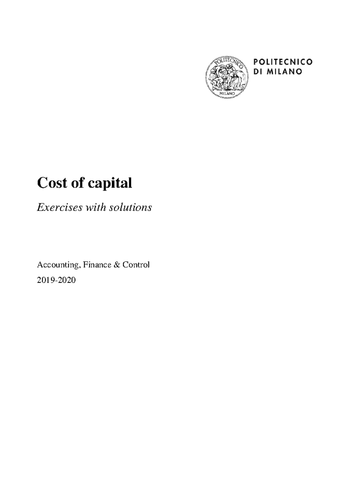 The estimation of the cost of capital - exercises-OK - Cost of capital ...