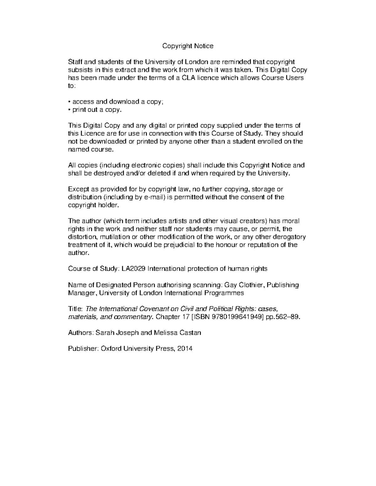 Ch - Internation law notes and assignments which are comprehensive and ...