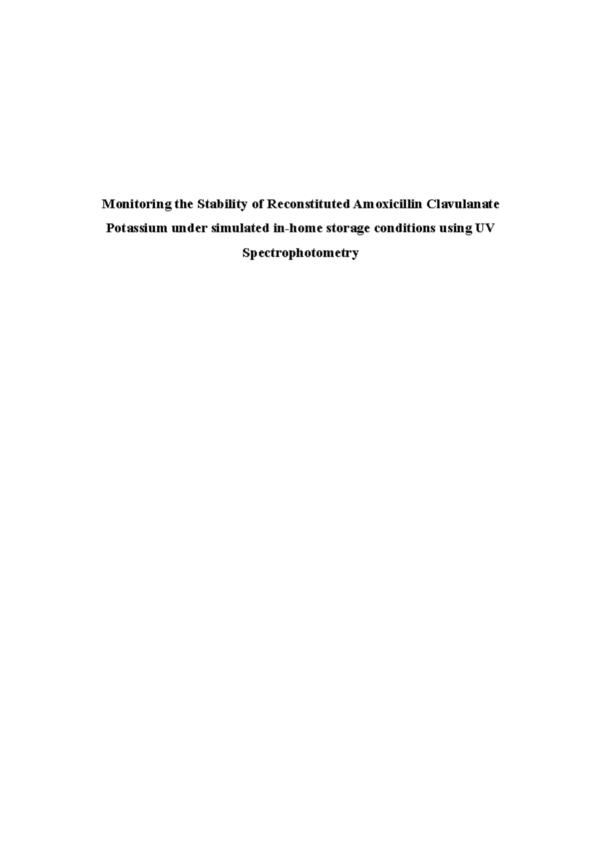 Chapter-1 - Monitoring the Stability of Reconstituted Amoxicillin ...