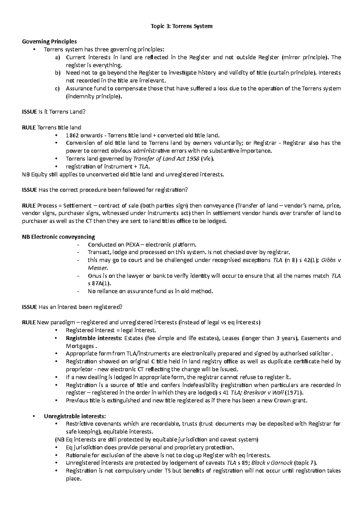 Topic 3- Torrens system - Topic 3: Torrens System Governing Principles ...