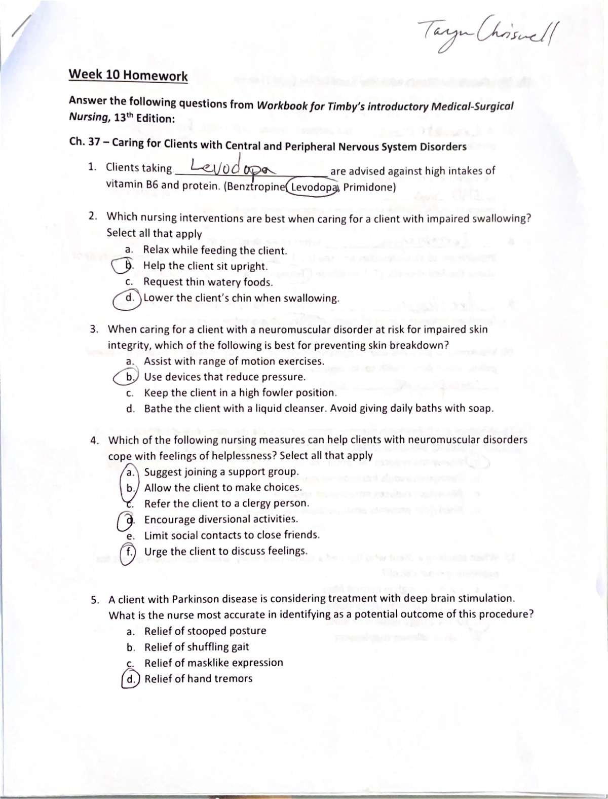 Amshwwk 10 - Homework - Tayn Chrismell Week 10 Homework Answer the ...