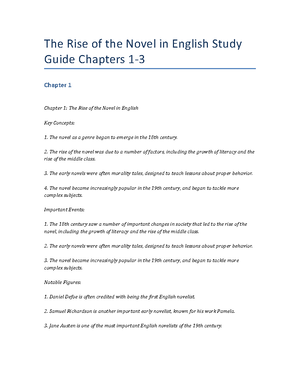 The Rise of the Novel in English Study Guide Chapters 16-18 - The Rise ...