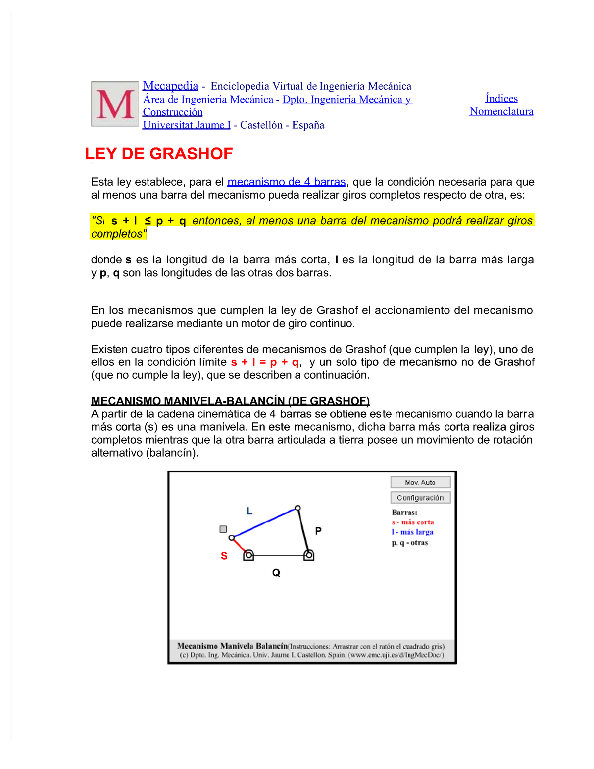 APLICACION DE LA LEY DE GRASHOF - MecapediaMecapedia- Enciclopedia ...
