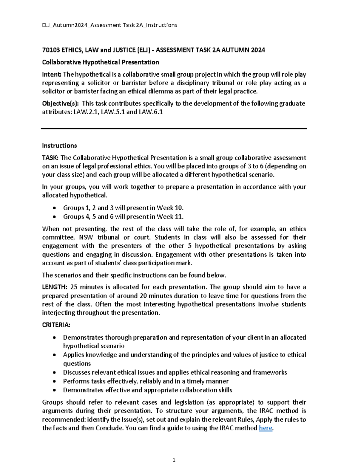 ELJ Aut2024 Assessment Task 2A - ELJ_Autumn2024_Assessment Task 2A ...